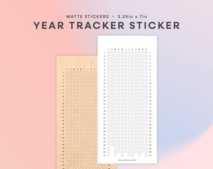 Year Tracker Sticker | Vertical Year Tracker | Slim Year at a Glance ...