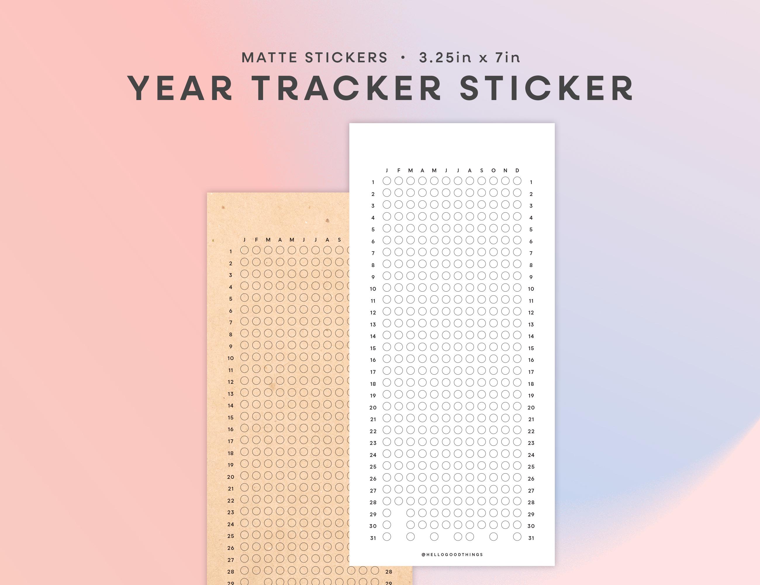 Year Tracker Sticker | Vertical Year Tracker | Slim Year at a Glance ...
