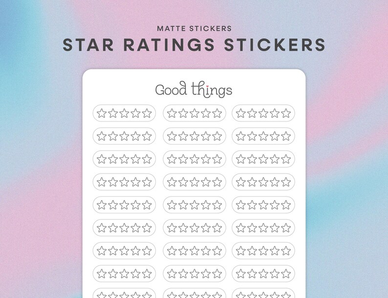 Star Ratings Stickers | 5-star Review Trackers for Journals, Books, and ...