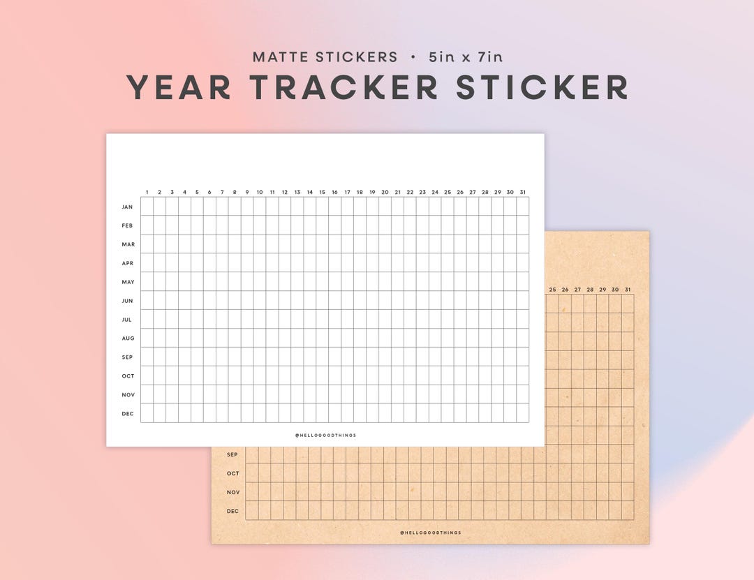 Year Tracker Sticker | Habit Tracker Sticker | 5x7 Year at a Glance ...