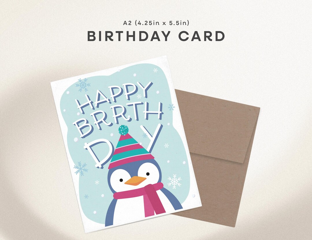Happy Birthday Card | Penguin Pun Birthday Card | Winter Birthday ...