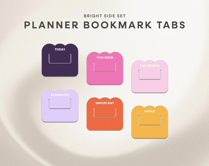 Planner Bookmark Tabs | Page Marker, Bright and Colorful, Today, This ...