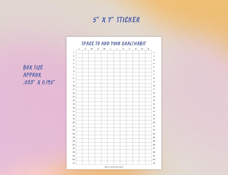 Year Tracker Sticker | Habit Tracker Sticker | 5x7 Year at a Glance ...