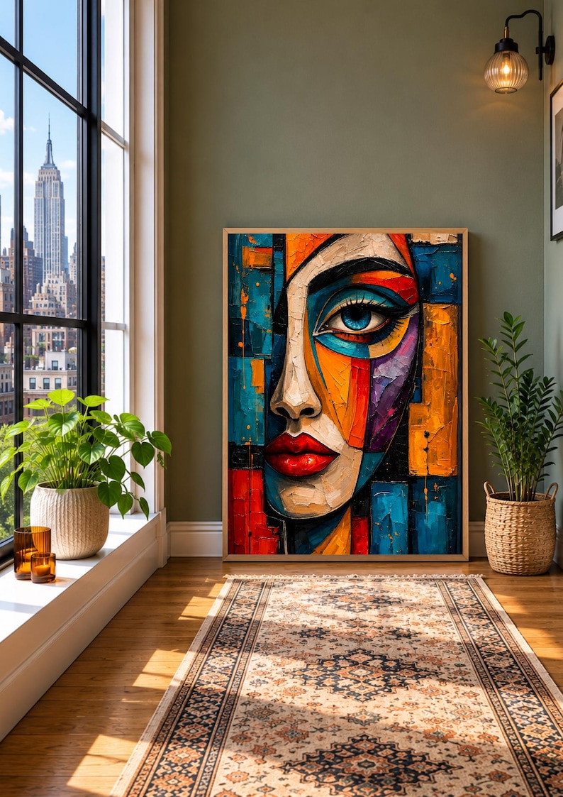 Abstract Face Wall Art Print, Colorful Modern Portrait Poster ...