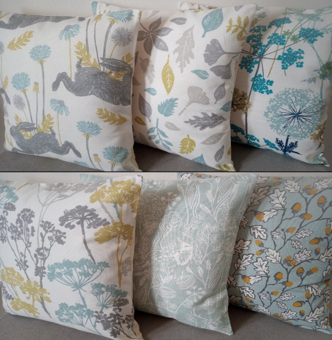 Cushions/covers Handmade in Springtime March Hare Fabrics - Blue ...