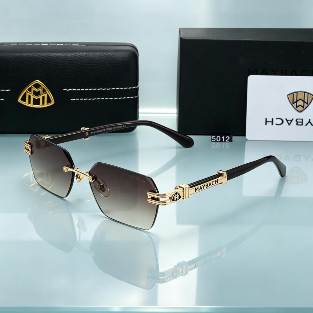Luxury Rimless Men Sunglasses Gradient Lens Metal Arm Maybach Logo ...