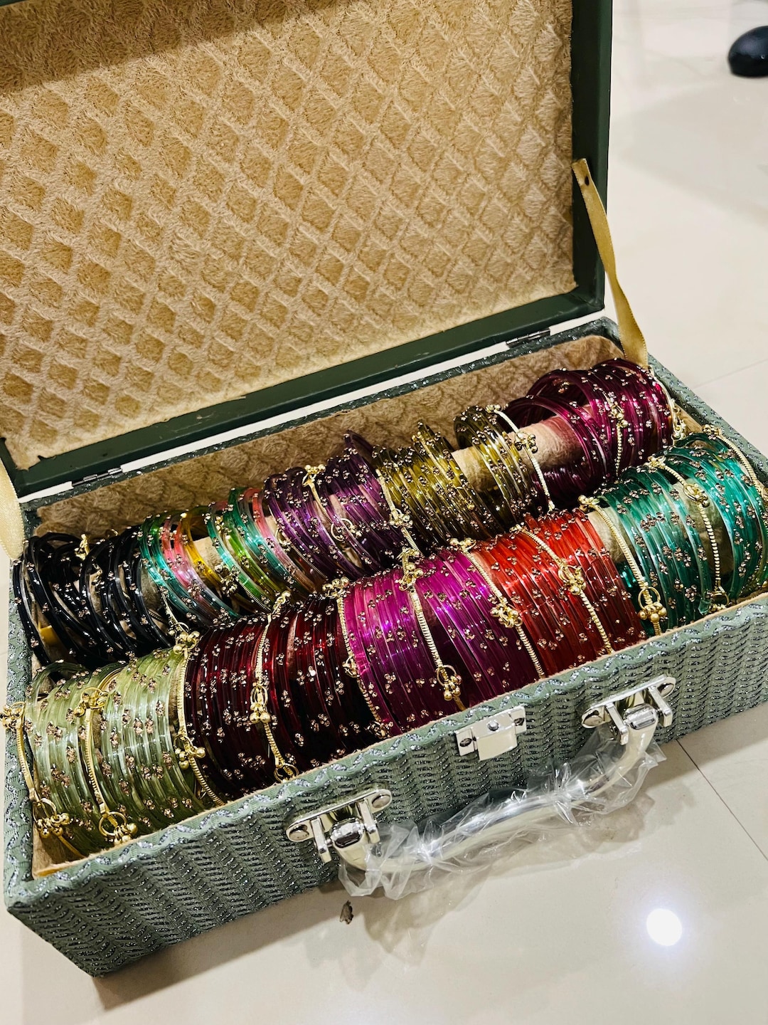 Kashmiri Ghungroo Glass Bangles Set, Multicolor Traditional Indian ...