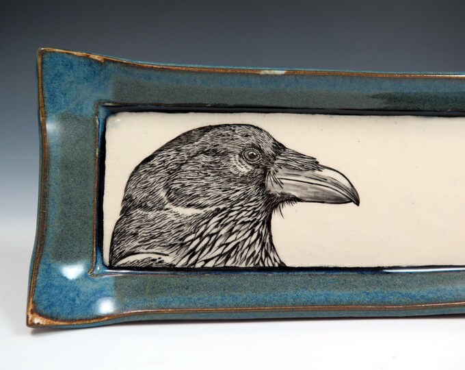 Handmade Raven Ceramic Tray, Original Art Pottery, Sushi Dish ...