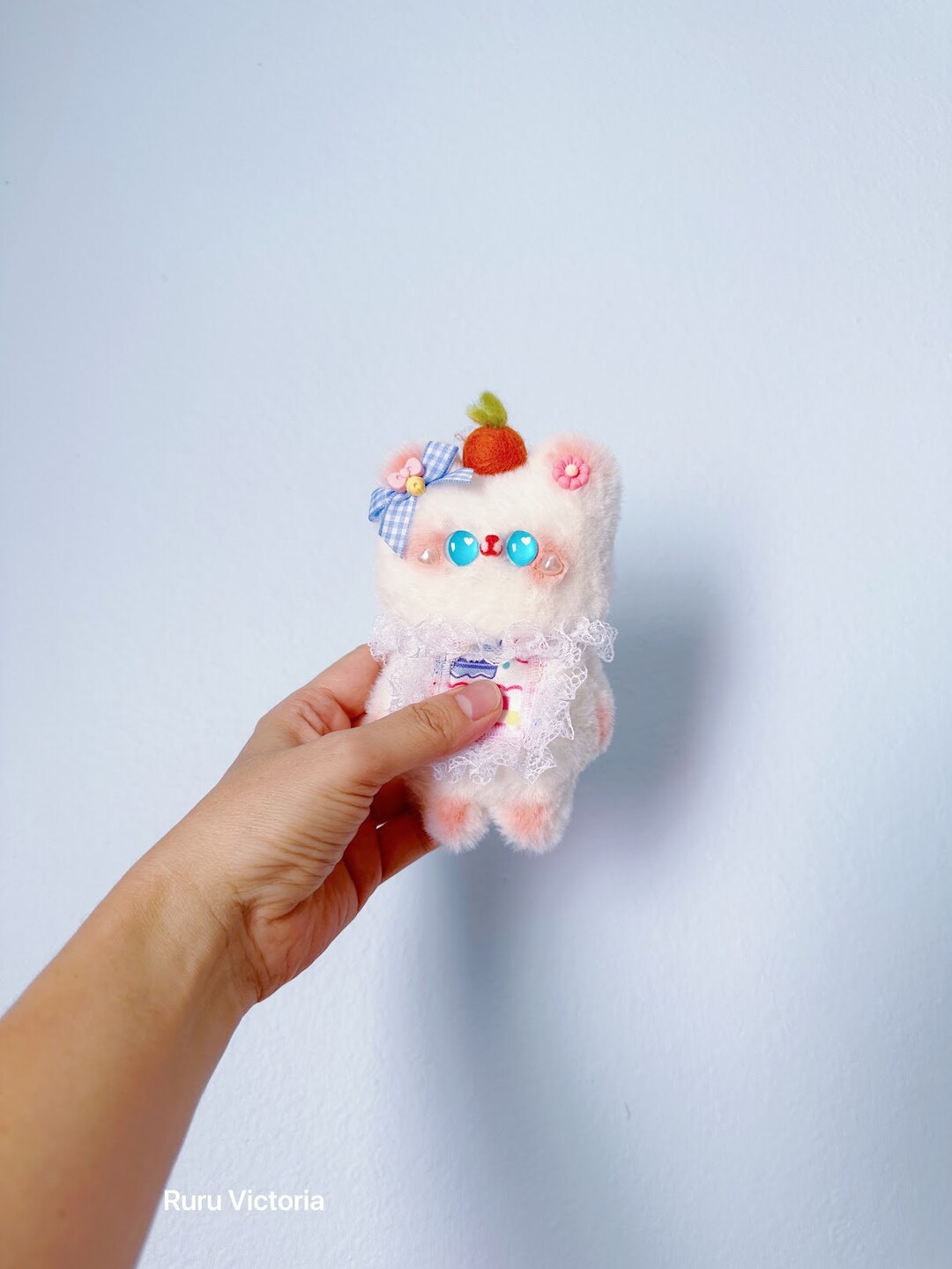 Fluff Bear With Tiny Apple (blue Eyes) Plush | Kawaii Plush | Kawaii ...
