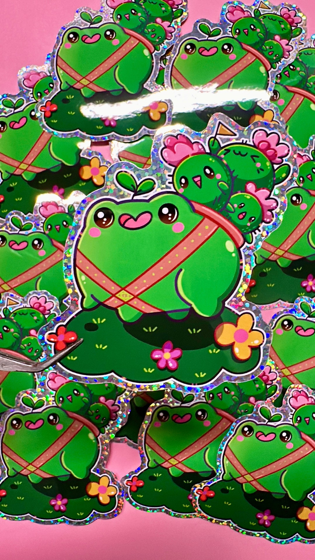 Cute Frog Pals Glitter Sticker | Kawaii Stickers | Cute Stickers ...