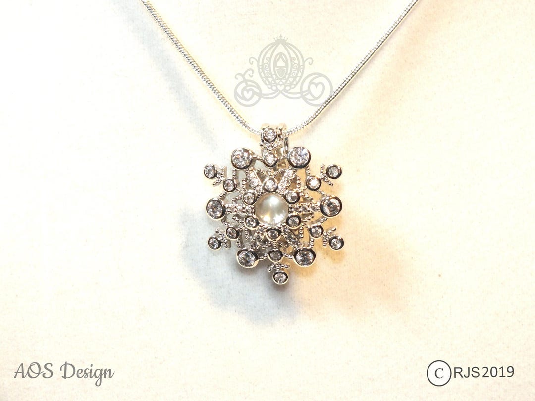 Minimalist Snowflake Epcot Pearl Cage Charm Necklace - Christmas Gifts ...