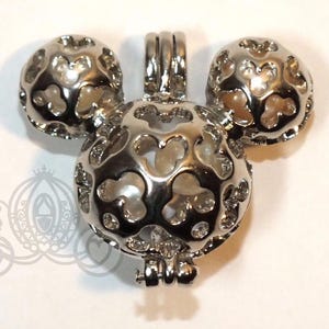 Mickey Head Hidden Mickey Necklace Scrollwork Pendant Silver Locket ...