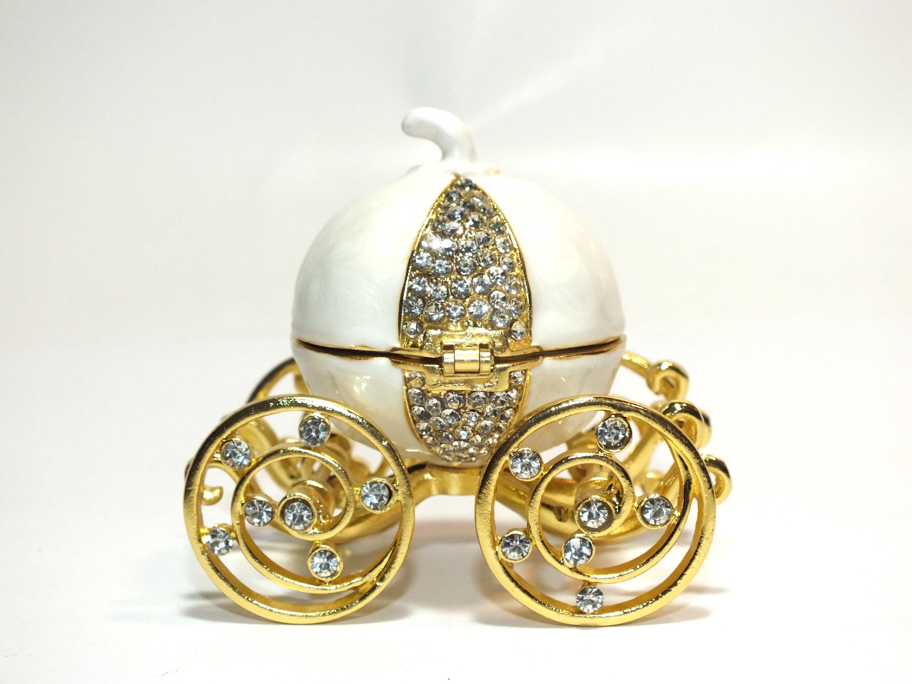 Pumpkin Cinderella Carriage Ring Box Trinket Jewelry Box Moving Wheels ...