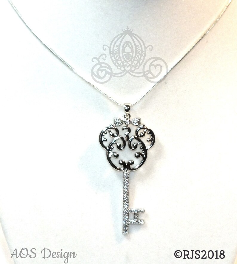 Minnie Mouse Necklace Hidden Mickey Key Design Silver | Etsy
