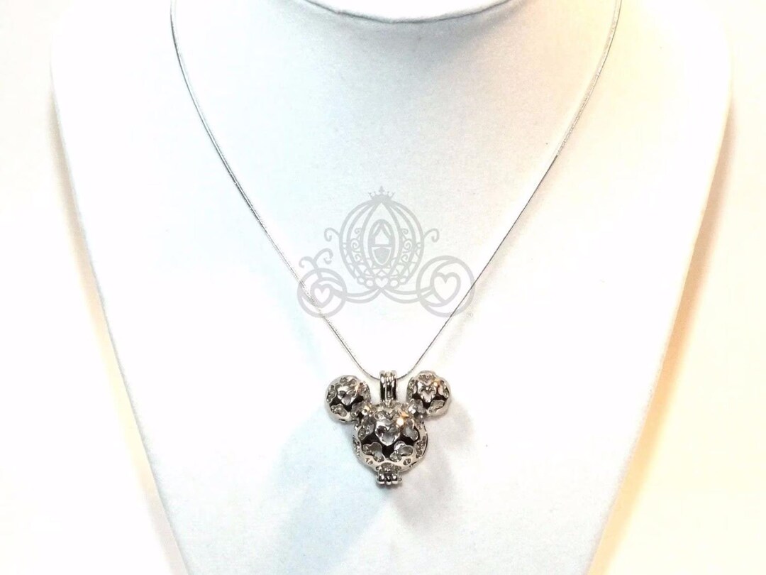 Mickey Head Hidden Mickey Necklace Scrollwork Pendant Silver Locket ...