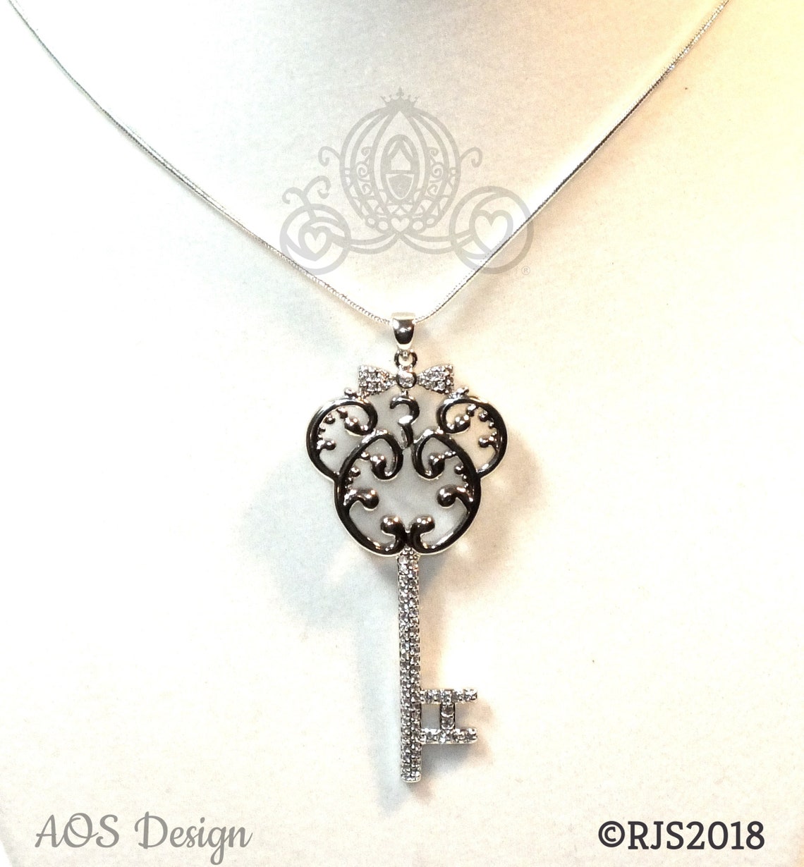 Minnie Mouse Necklace Hidden Mickey Key Design Silver | Etsy