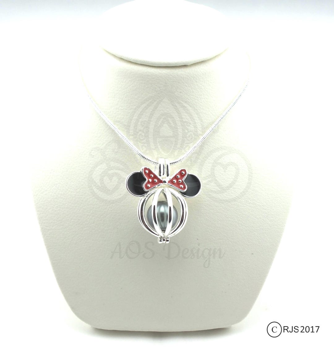 Sterling Minnie Mouse Epcot Pearl Cage Charm Christmas Gift for Mom ...