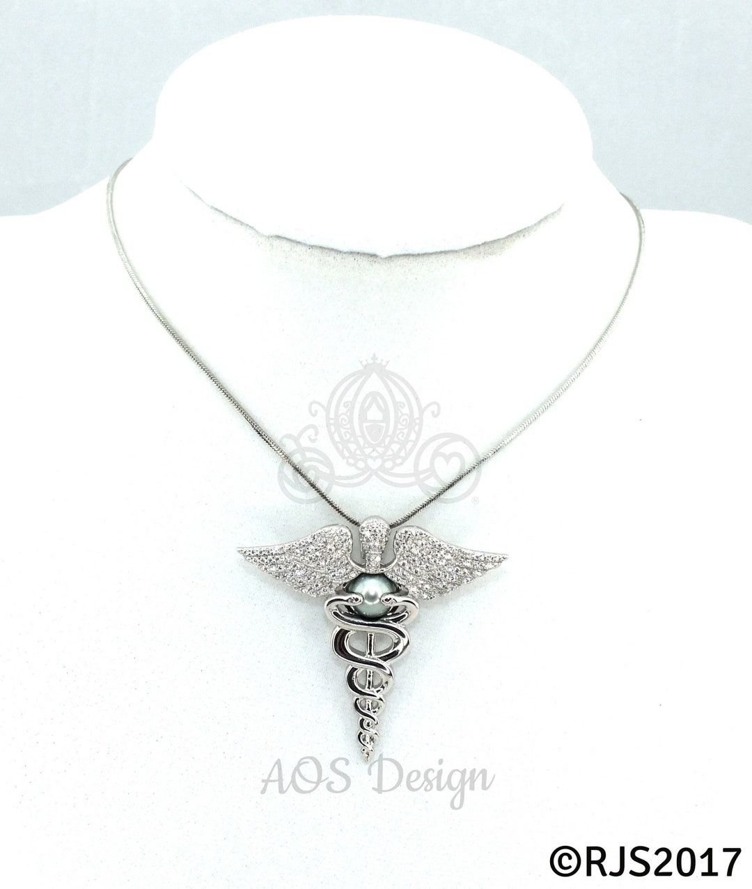 Nurse Caduceus Pearl Cage Pendant Necklace - Nursing Student Graduation ...