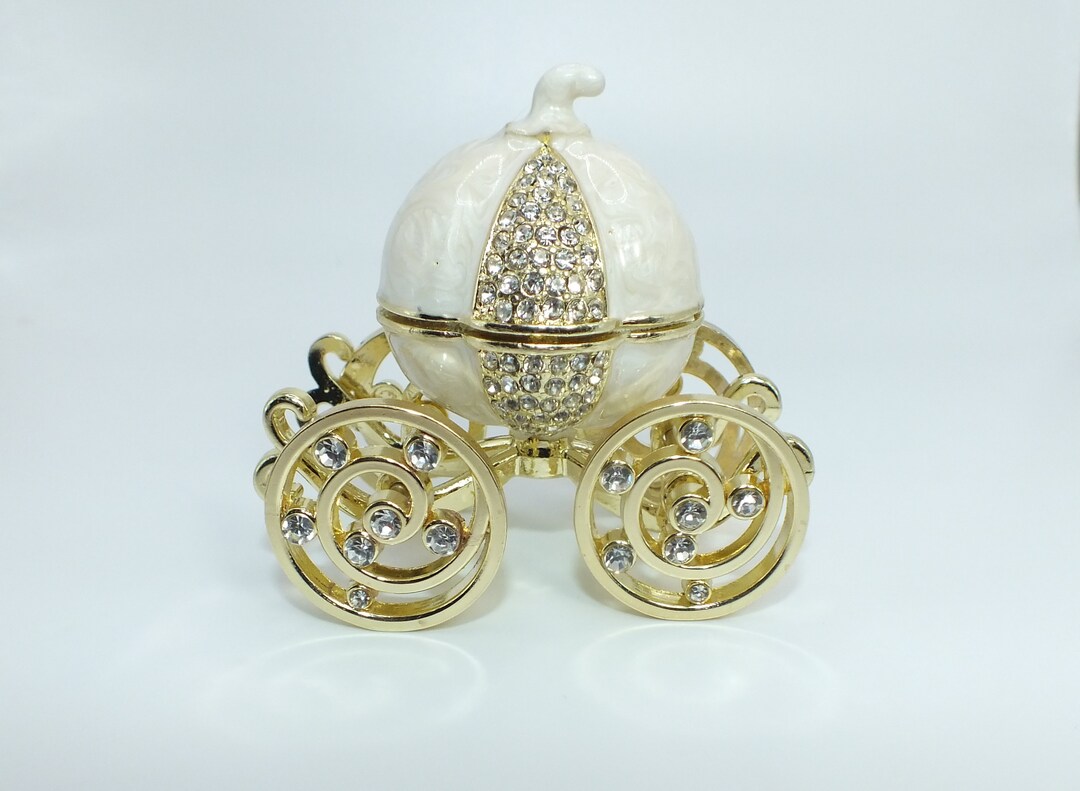 Pumpkin Cinderella Carriage Ring Box Trinket Jewelry Box Silver or Gold ...