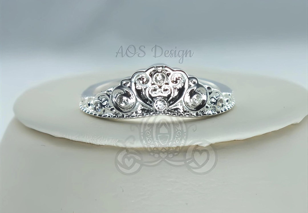 Sterling Silver Princess Cinderella Crown Promise Ring - Engagement ...