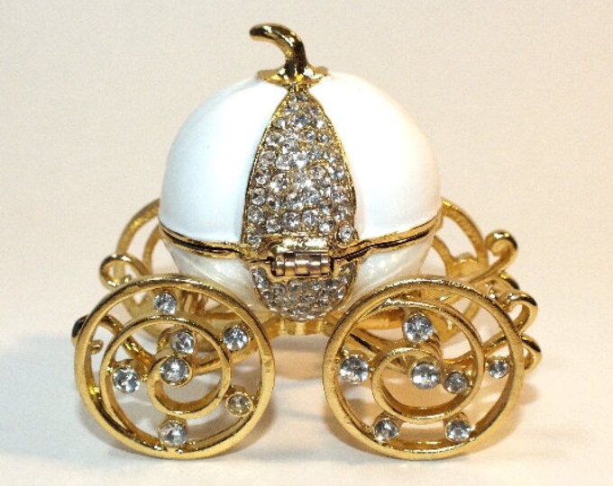 Pumpkin Cinderella Carriage Ring Box Trinket Jewelry Box Silver or Gold ...
