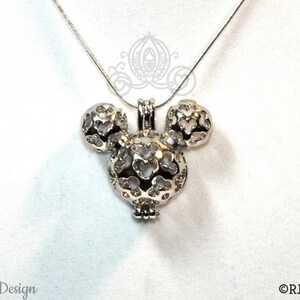 Mickey Head Hidden Mickey Necklace Scrollwork Pendant Silver Locket ...