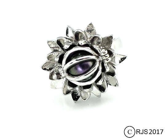 Pick A Pearl Cage Silver Ring Unique Bead Cage Holds Beads | Etsy