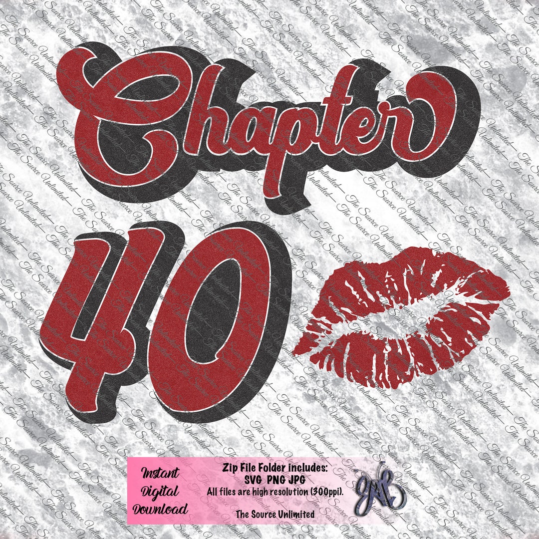 Chapter 40 Kiss Lips Milestone Birthday Anniversary Design SVG PNG JPG ...
