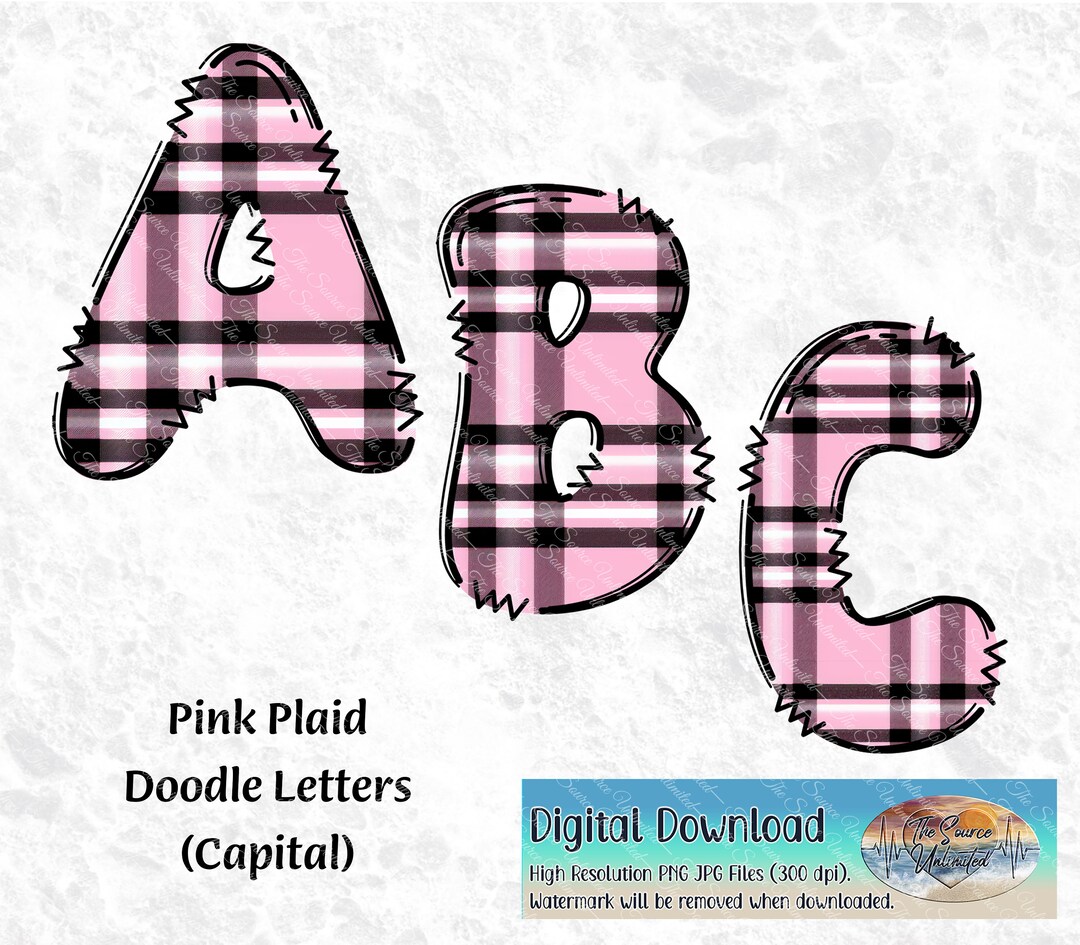 Pink Plaid Barbie Doodle Alphabet Breast Cancer Awareness Letters ...