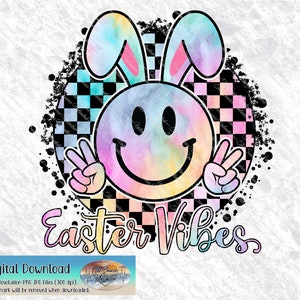Easter Vibes Smiley Emoji Peace Sign Easter Bunny Smiley Cute Emoji ...