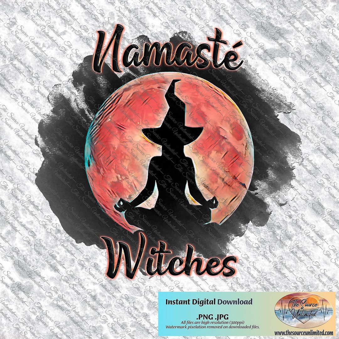 Namaste Witches Meditating Witch Silhouette Moon Design PNG JPG Digital ...
