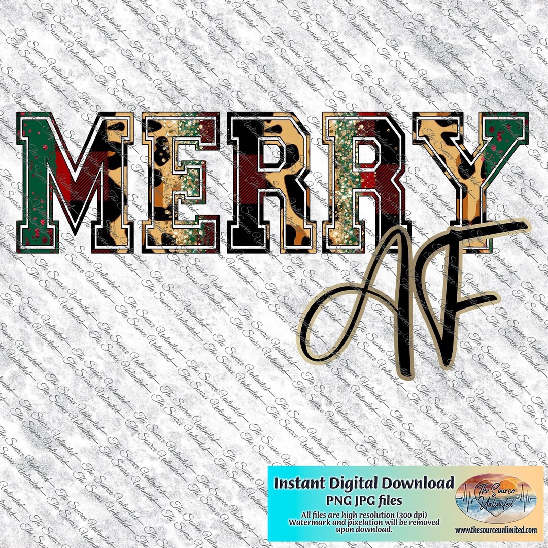 Merry AF Christmas Holiday Design PNG JPG Digital Download - Etsy