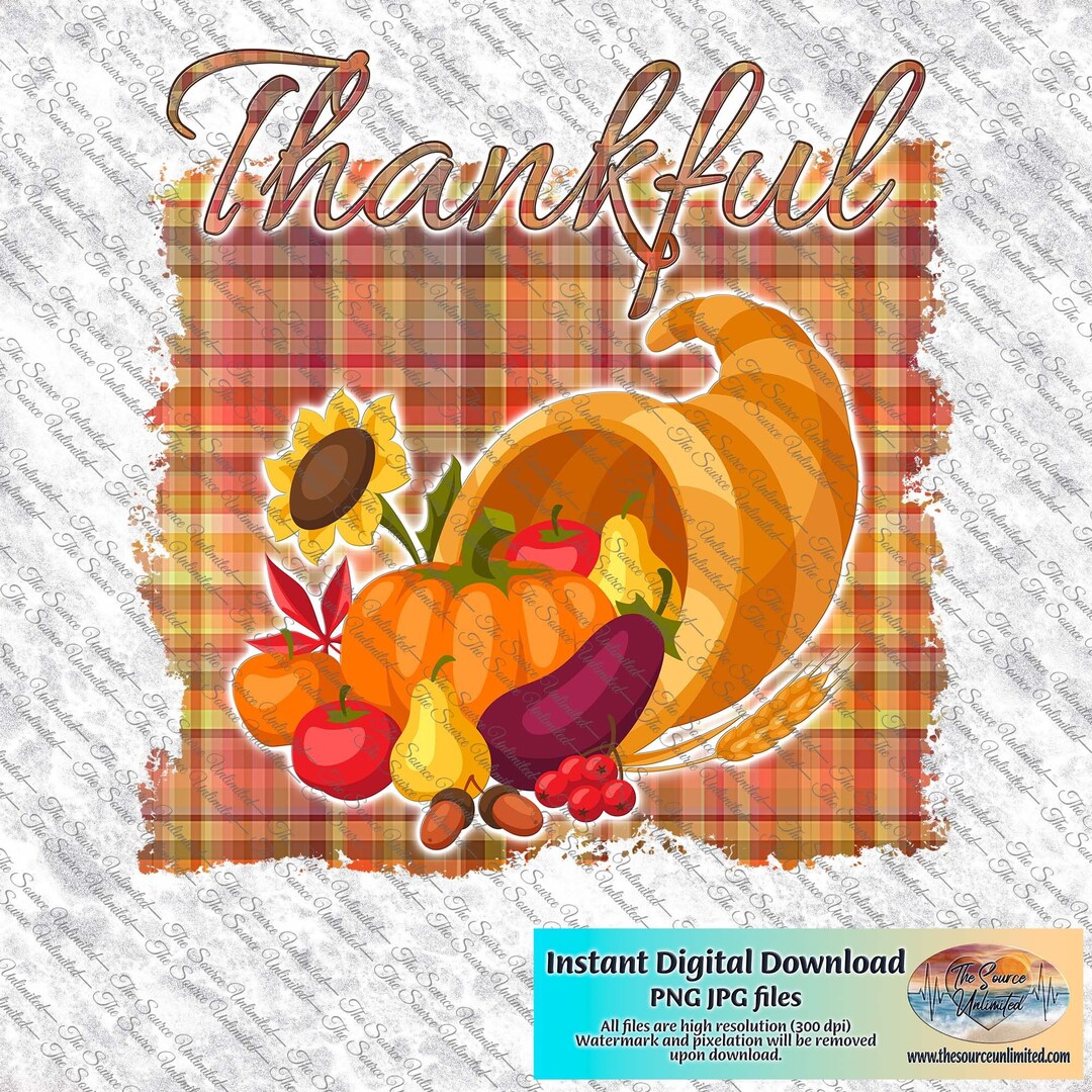 Thankful Cornucopia Thanksgiving Design Png Jpg DIGITAL - Etsy