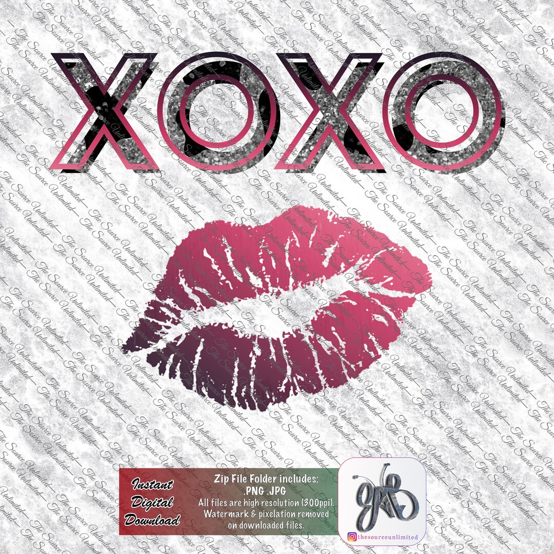 XOXO Kiss Lips Design 1 Design PNG JPG Digital Download - Etsy