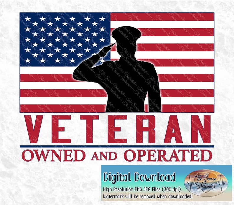 Veteran Owned and Operated American Flag Soldier Salute Design PNG JPG ...