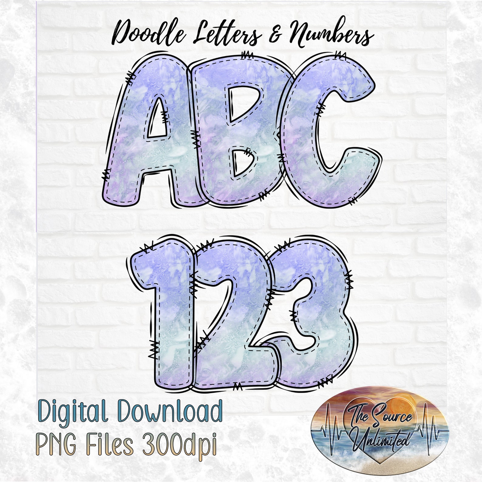 Doodle Alphabet and Numbers, Purple Swirl PNG (digital Download) - Etsy