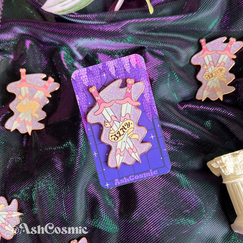 Slay Daggers Rose Gold Glitter Enamel Pin: Fantasy D&D Badge - Etsy