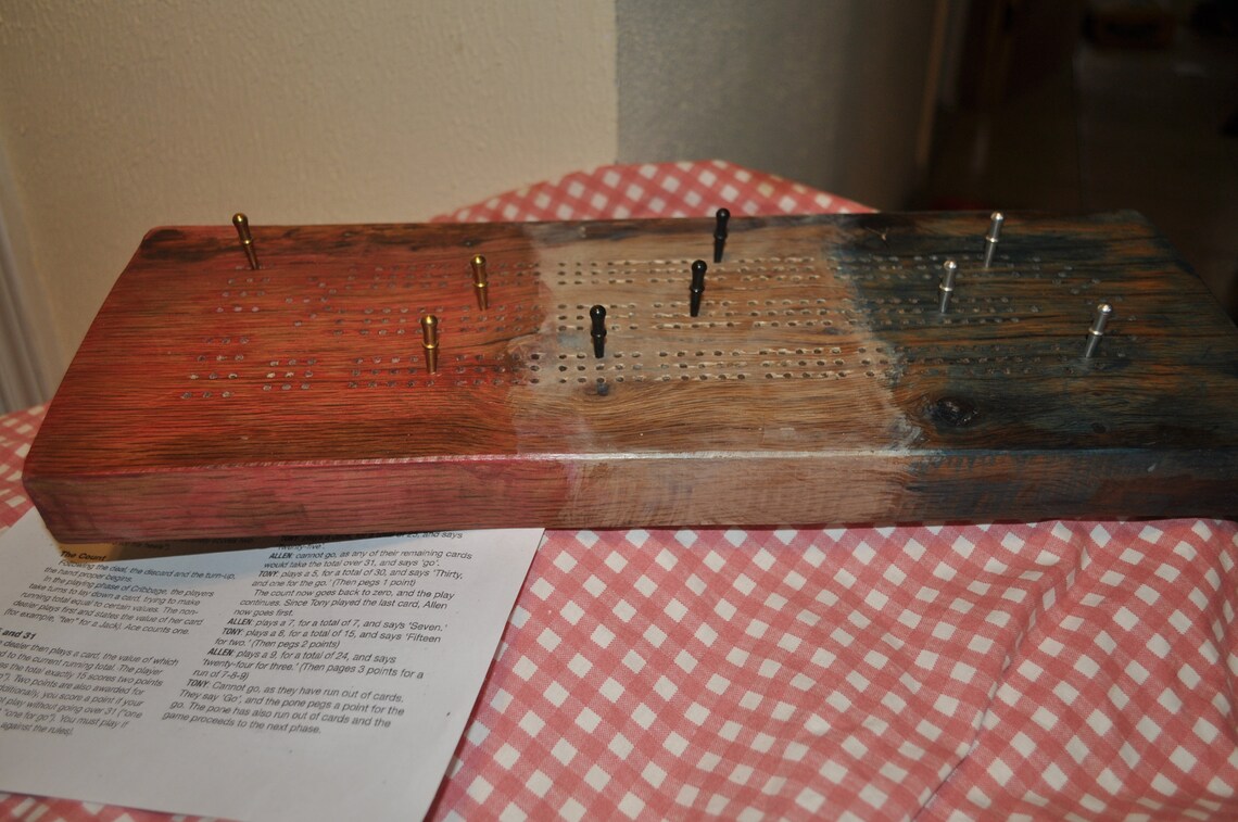 Cribbage Red, White, Blue , Red Oak Natural Slabs USA Made - Etsy