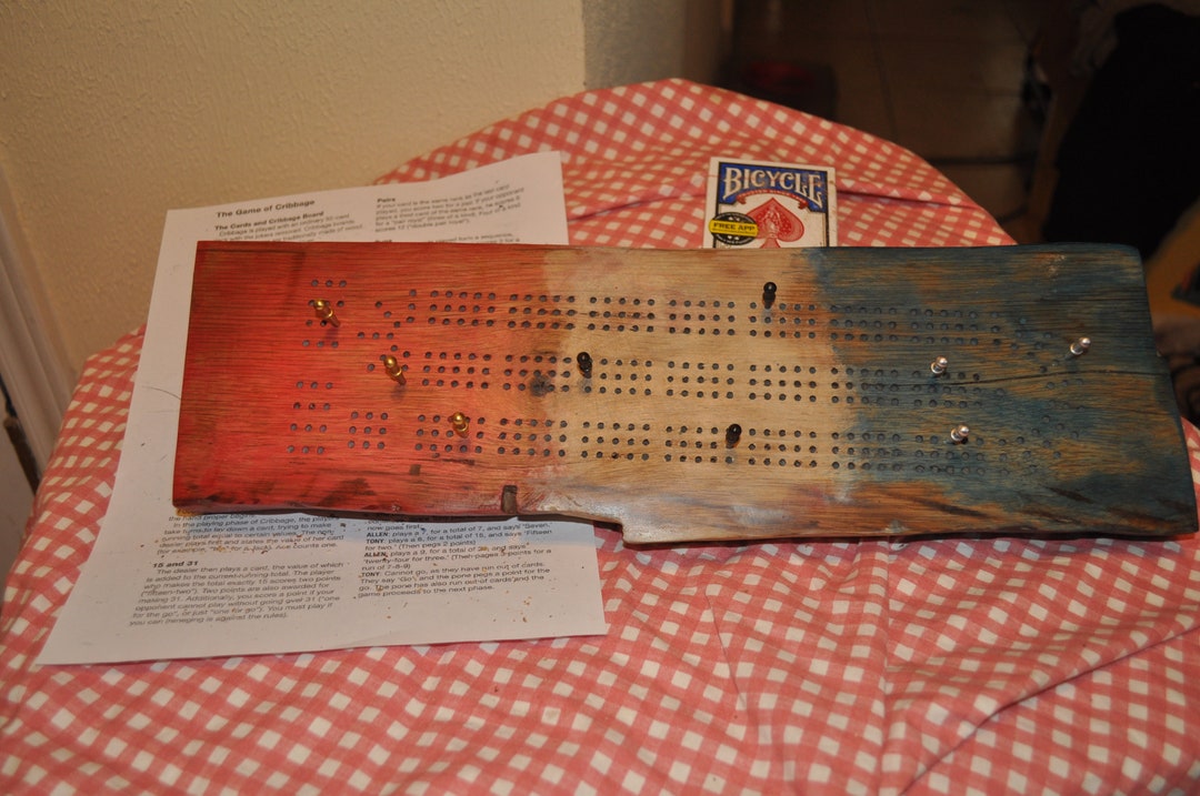 Cribbage Red, White, Blue , Red Oak Natural Slabs USA Made - Etsy