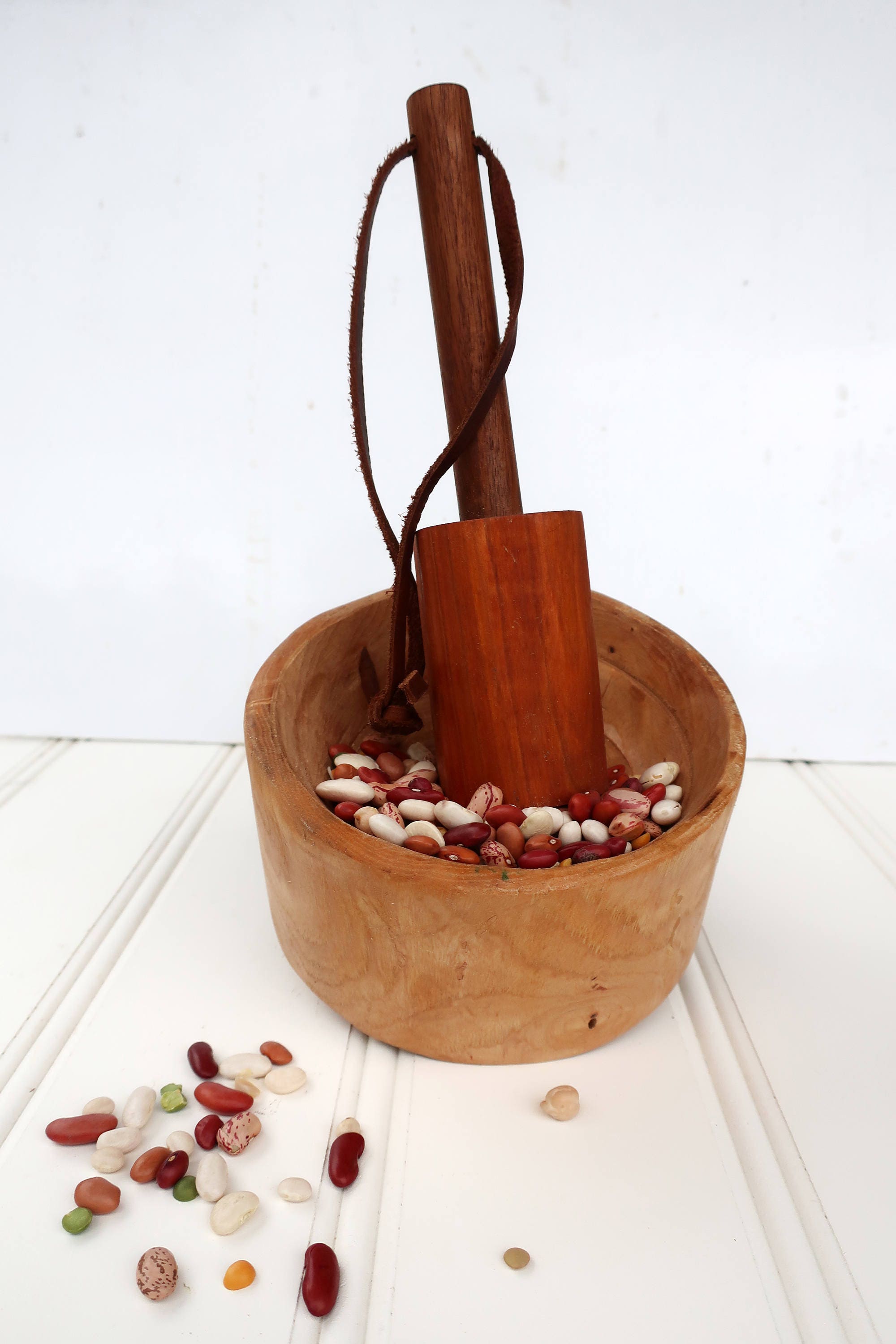 Cherry Walnut Bean masher with bowl By Crazy Bear