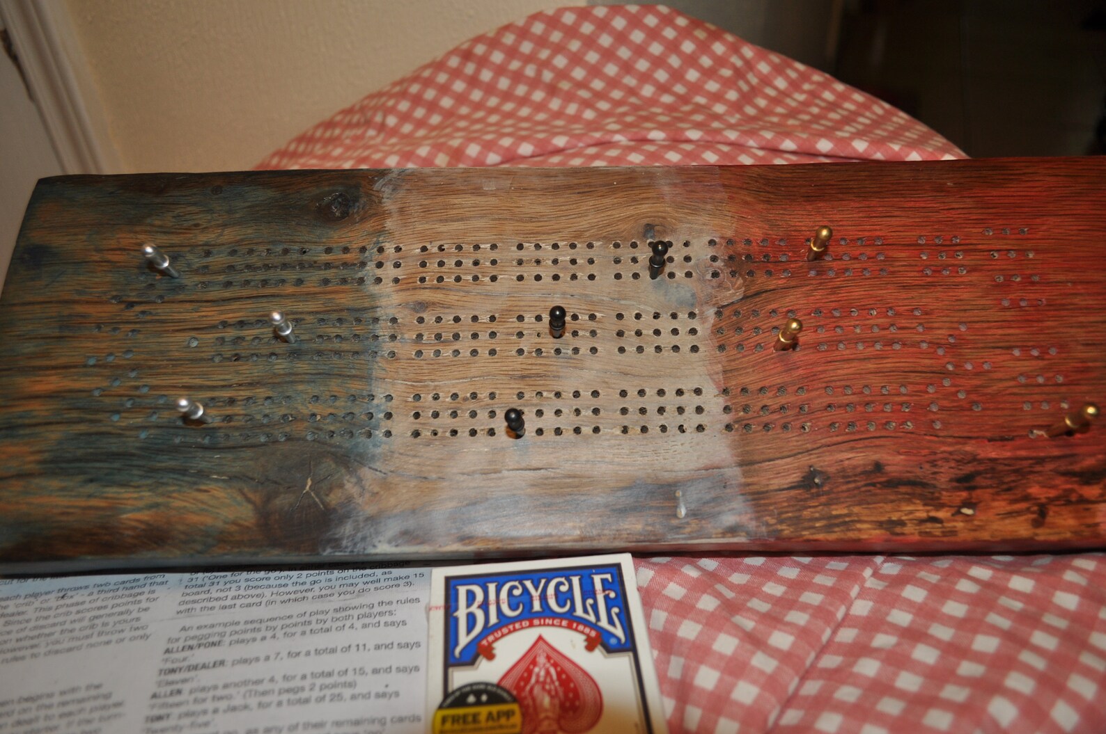 Cribbage Red, White, Blue , Red Oak Natural Slabs USA Made - Etsy