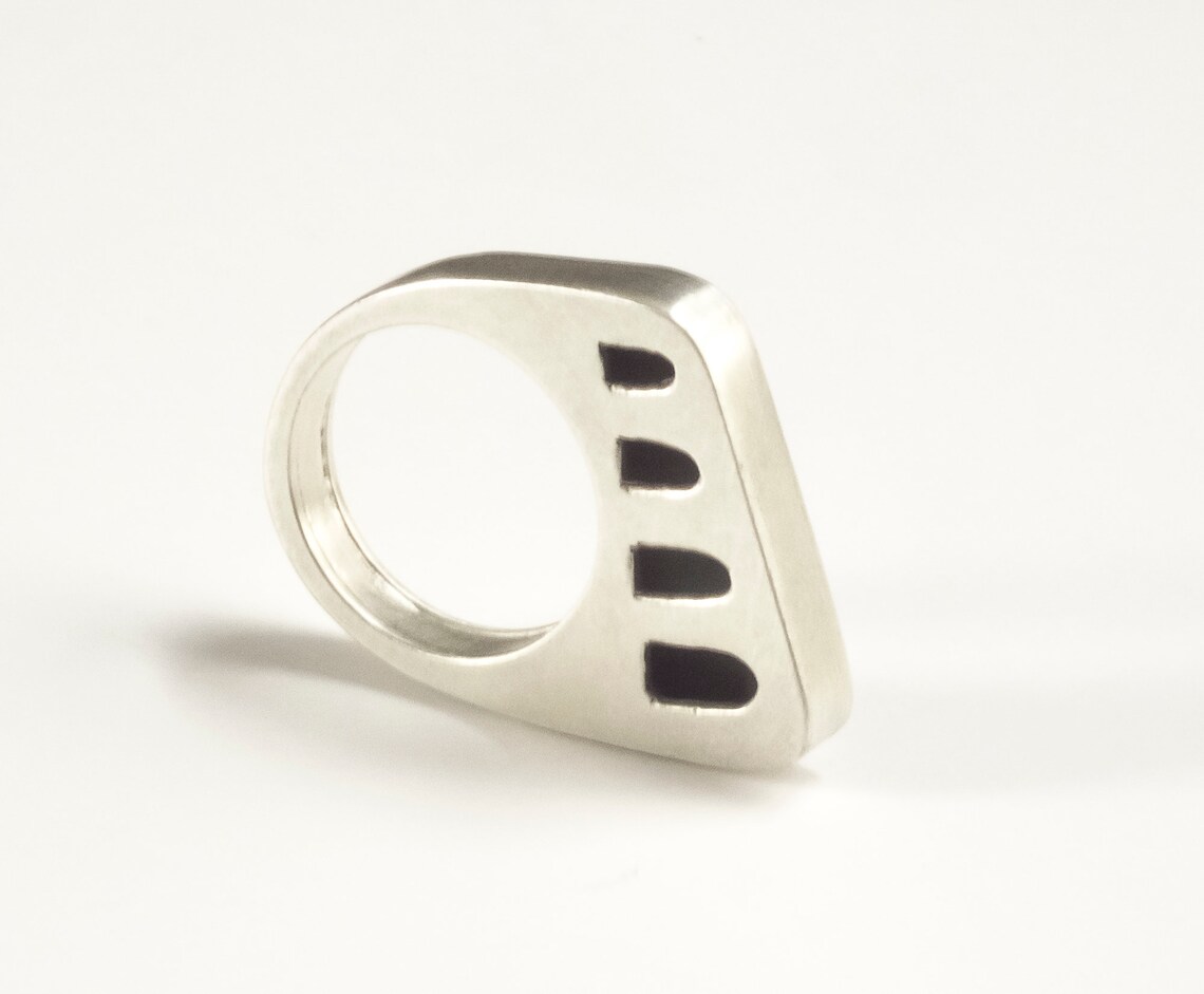 Sterling Silver Hollow Form Ring: Handmade Modern Architectural ...