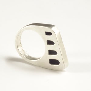 Sterling Silver Hollow Form Ring: Handmade Modern Architectural ...