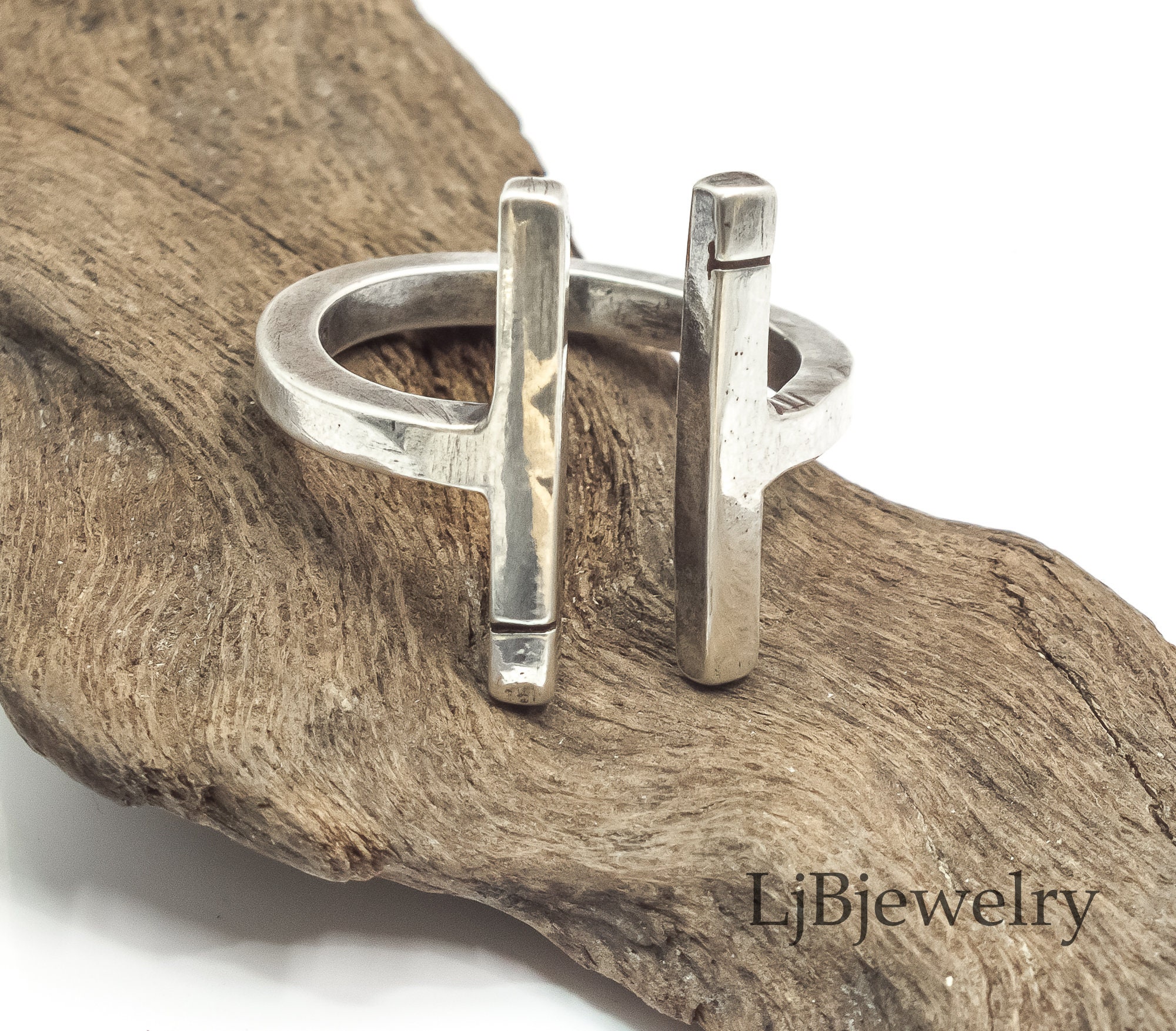 Silver Bar Ring for Men Handmade Square Bar Ring Chunky | Etsy