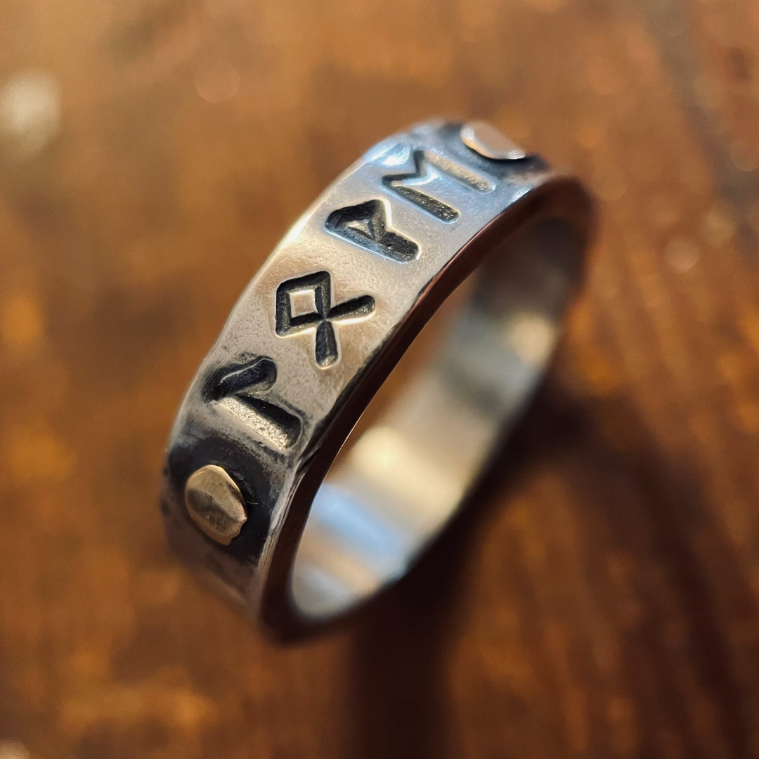 Chunky Sterling Silver Viking Rune Ring, Personalized Norse Jewelry - Etsy