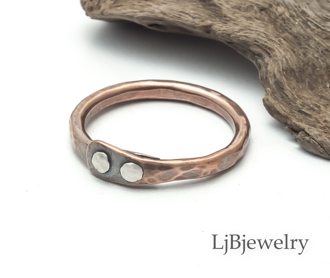Copper Stacking Ring: Mixed Metal Artisan Thumb Ring - Etsy
