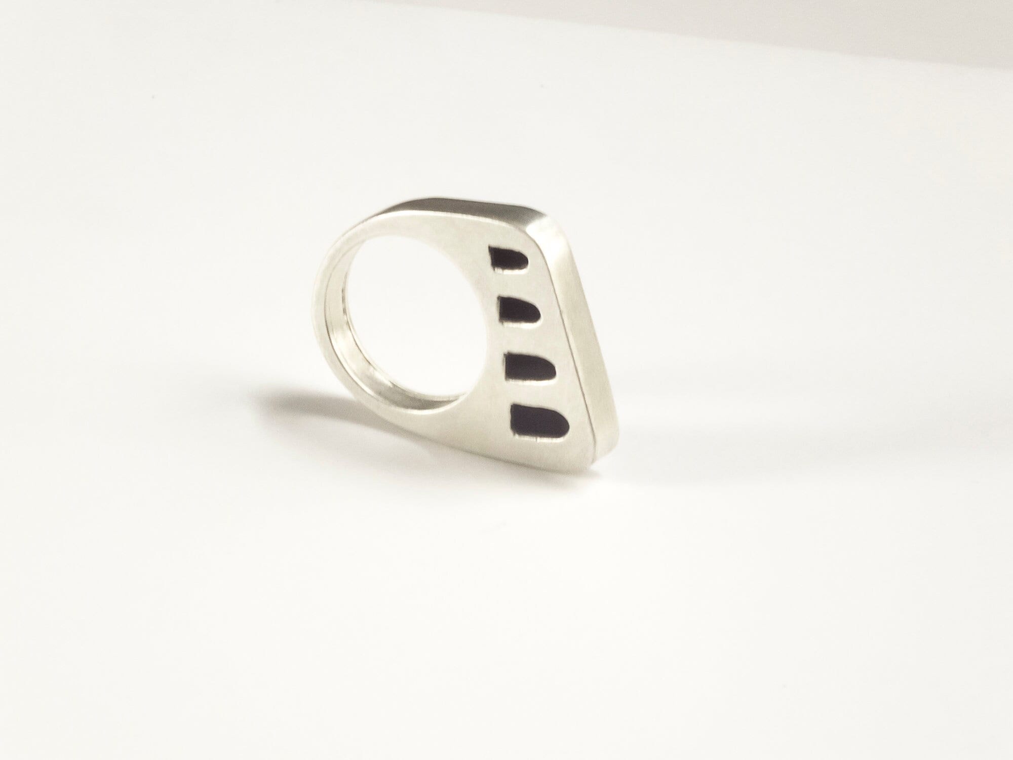 Sterling Silver Hollow Form Ring: Handmade Modern Architectural ...