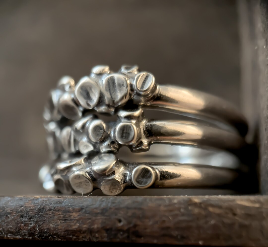 Stack Ring, Silver Stacking Granulation Ring, Pebble Stack Rings ...
