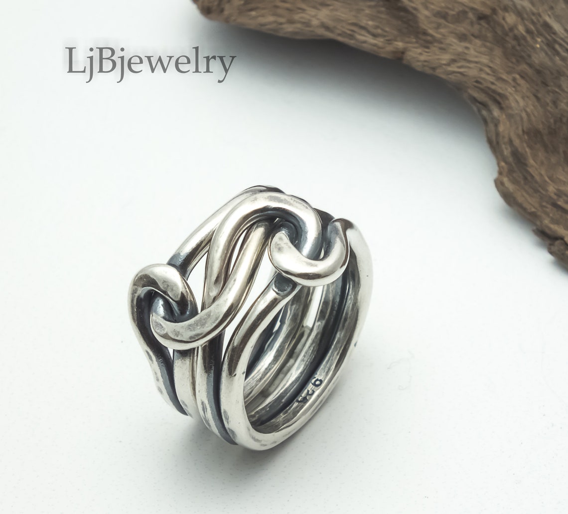 Chunky Silver Ring for Men and Women Sterling Silver Knot - Etsy