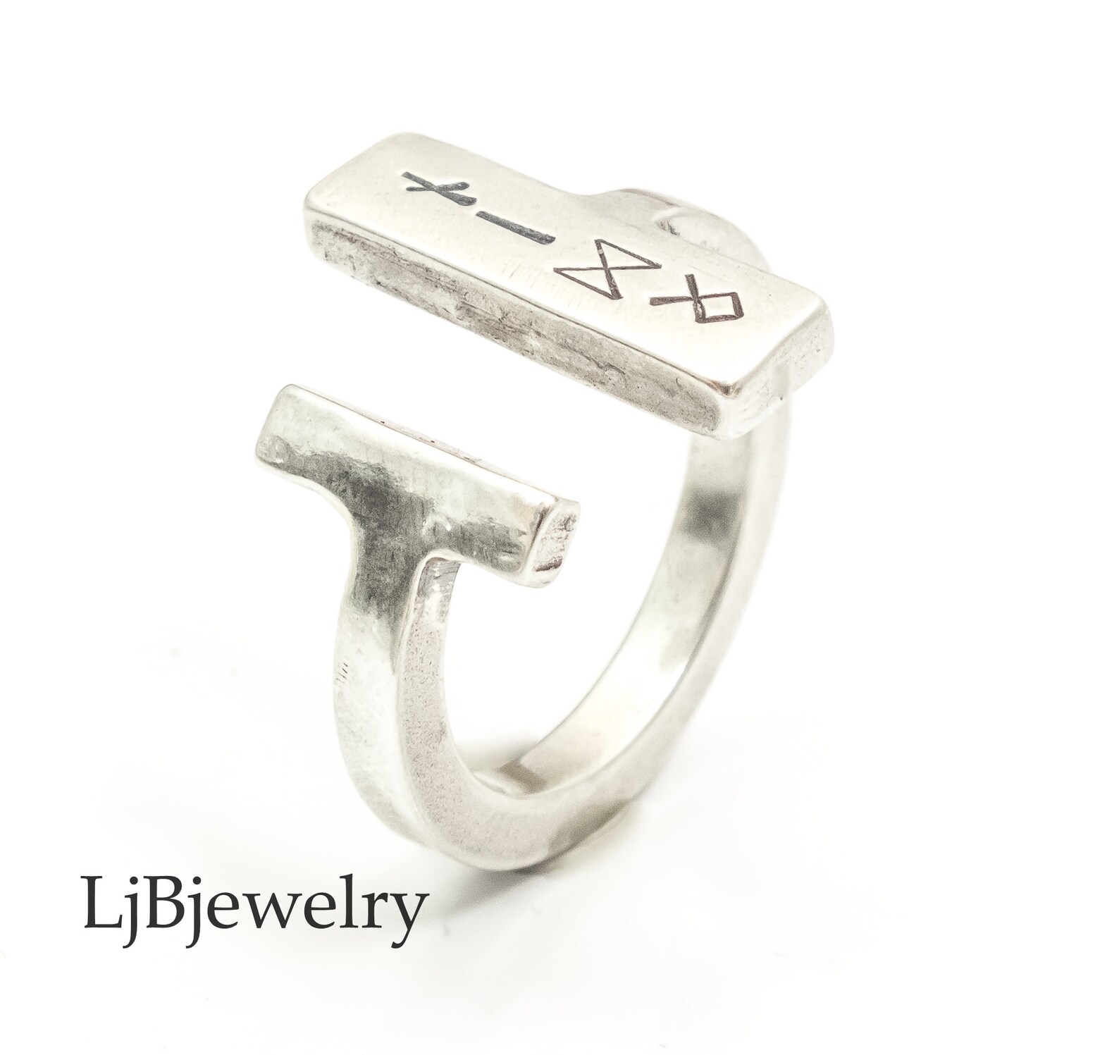 Viking Rune Ring for Men, Stamped Bar Ring, Odin Tablet Ring, Viking ...